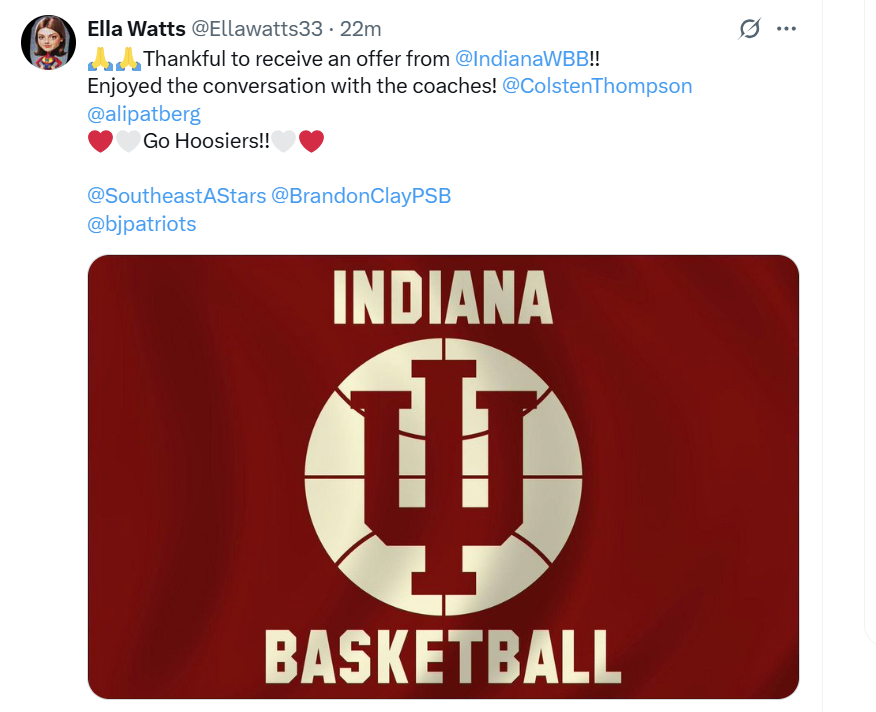 (2028) - Ella Watts - Indiana Women's Basketball - BtownBanners